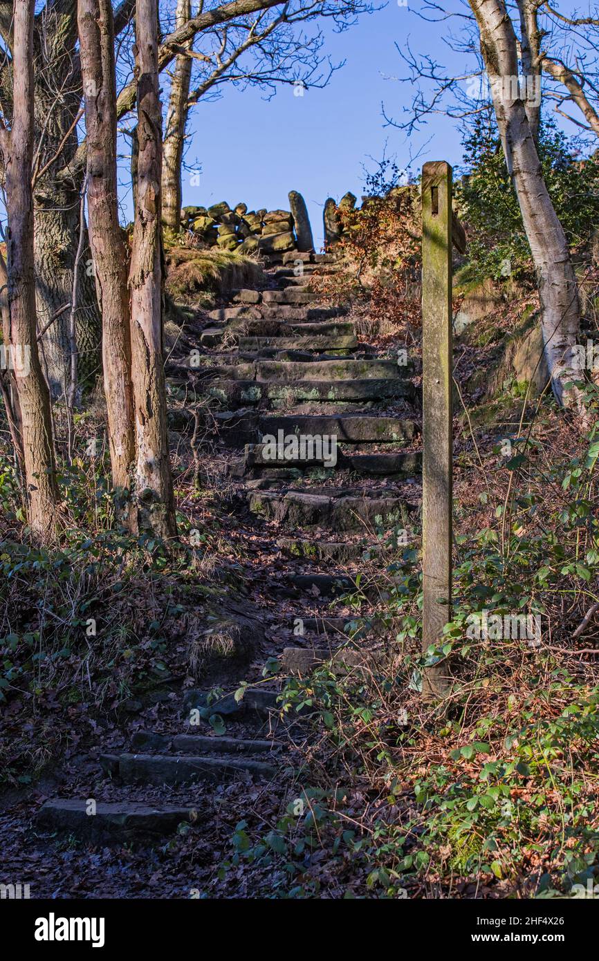 Stone steps, Crich, Derbyshire, England Stock Photo - Alamy