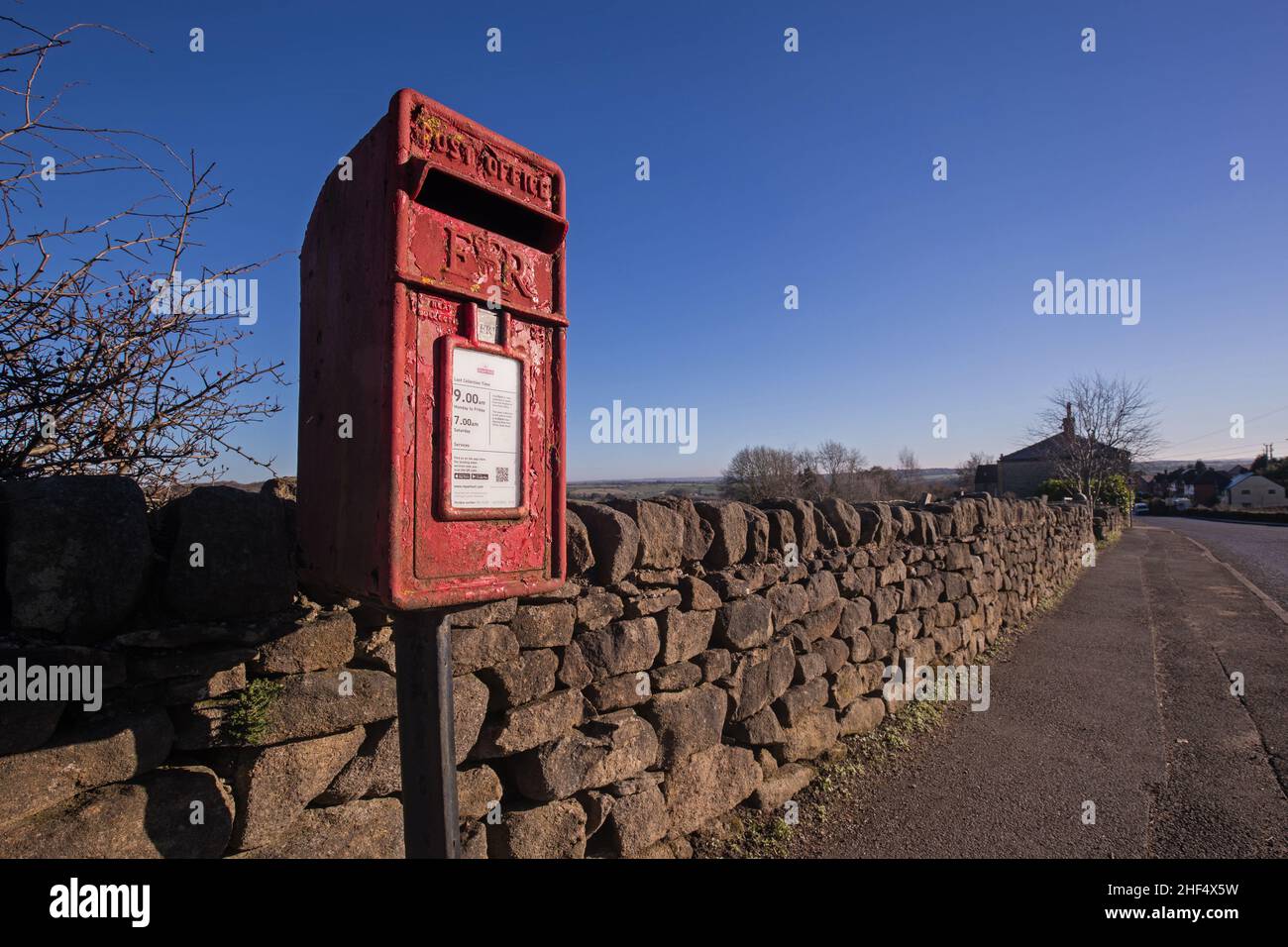 Village postbox, Crich, Derbyshire, England Stock Photo - Alamy