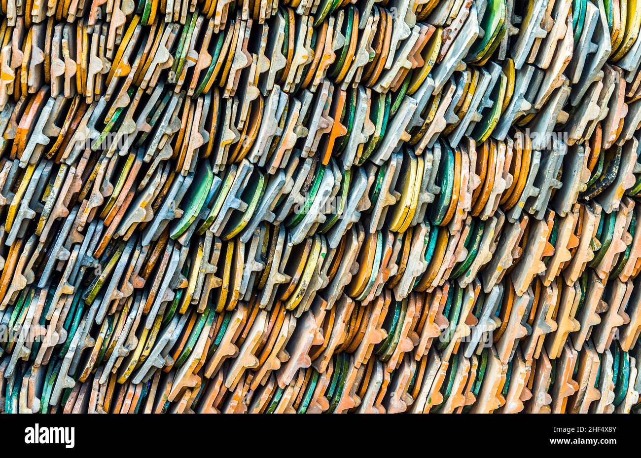 Vintage tile texture in temple hi-res stock photography and images - Alamy