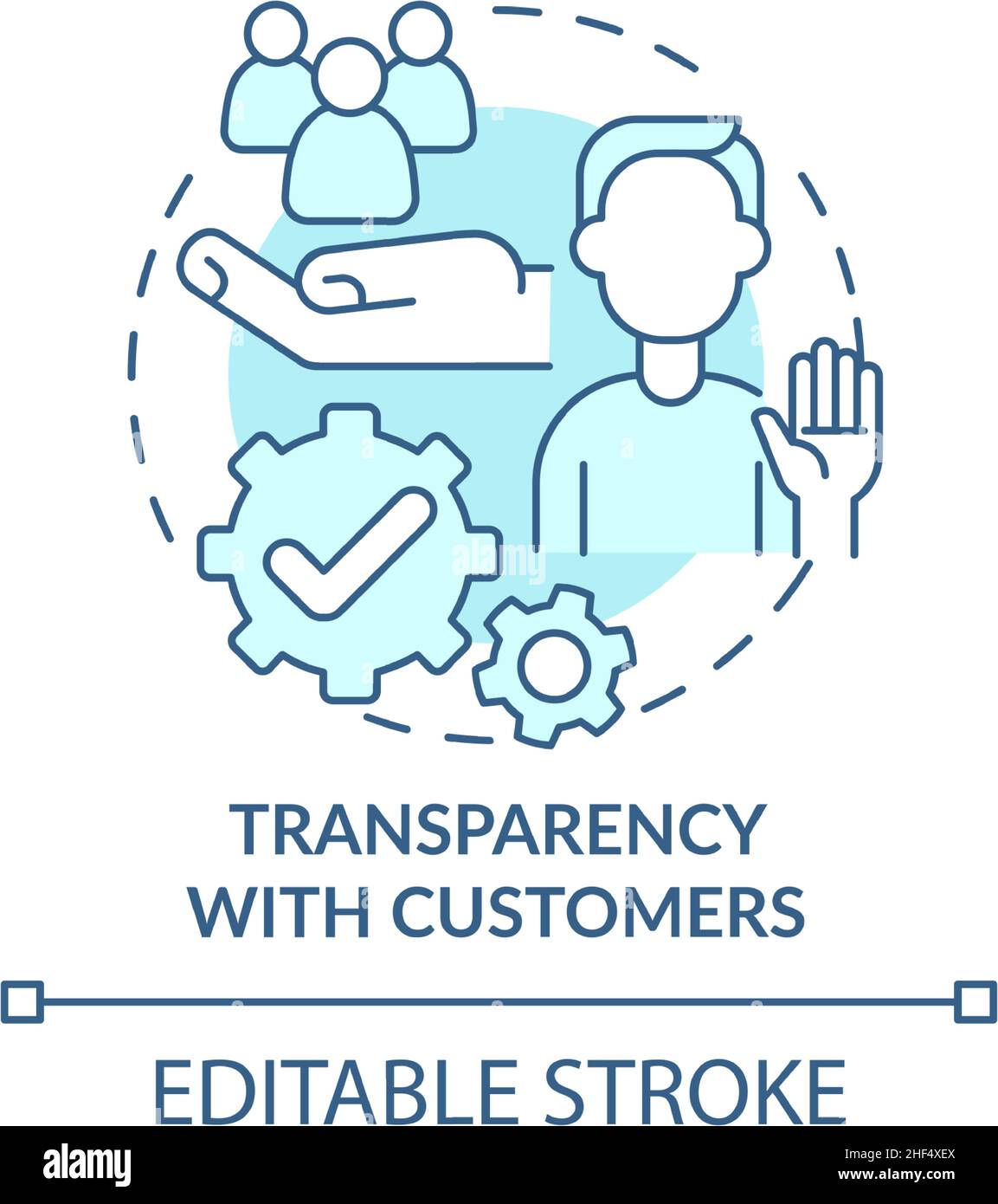 Transparency with customers turquoise concept icon Stock Vector Image ...