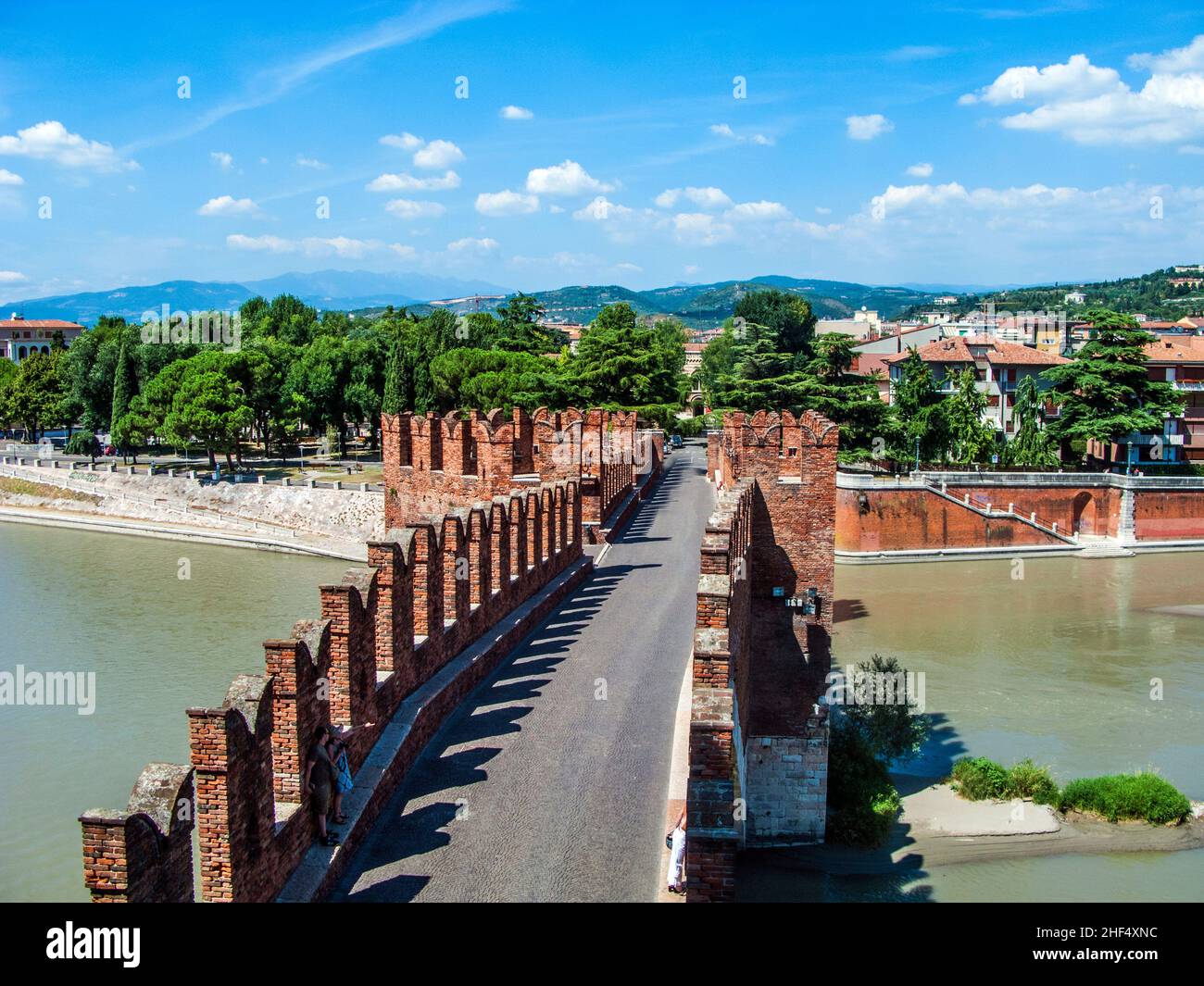 old bridge in Verona over Adige river - Castelvecchio Stock Photo - Alamy