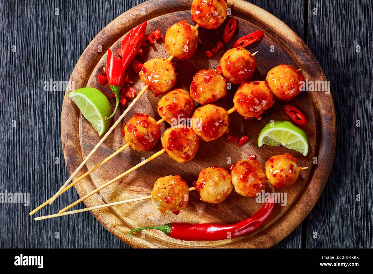 Luk Chin Ping, Loog chin ping, Look chin ping, Grilled meatball skewers ...