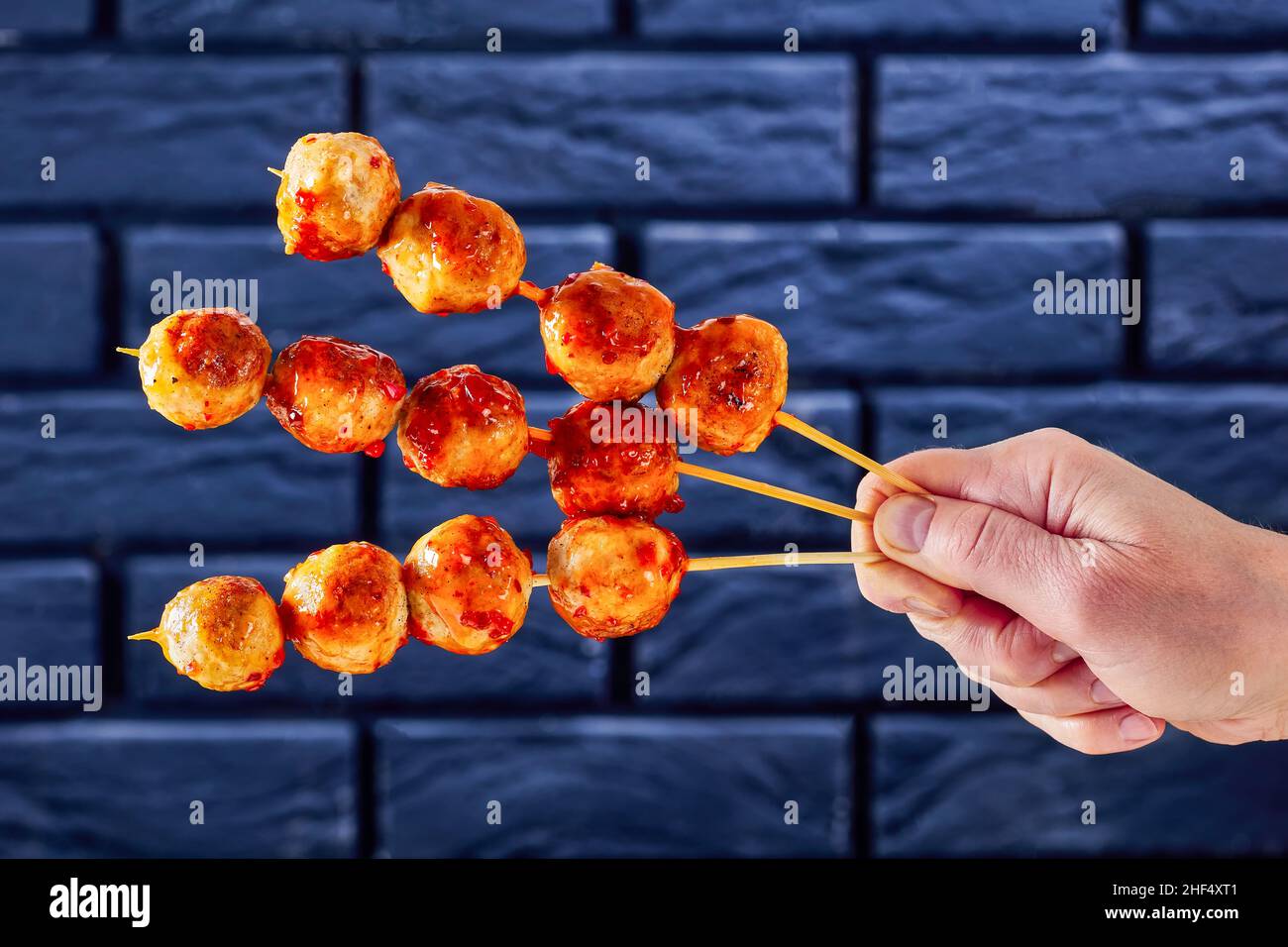 Luk Chin Ping, Loog chin ping, Look chin ping, Grilled meatball skewers ...