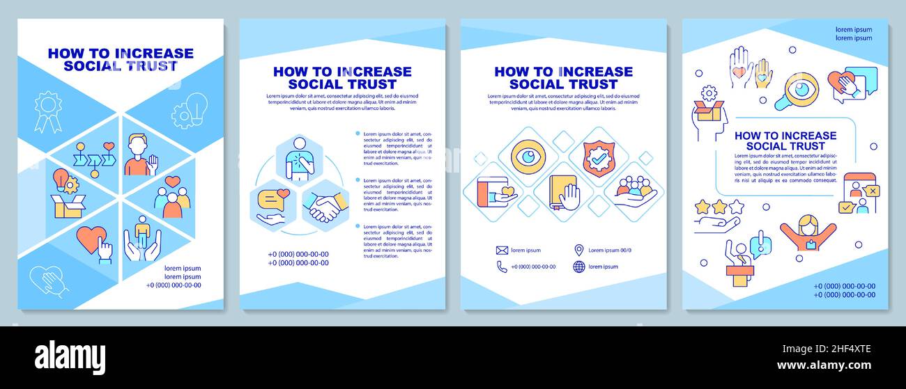 How to increase social trust blue brochure template Stock Vector Image ...