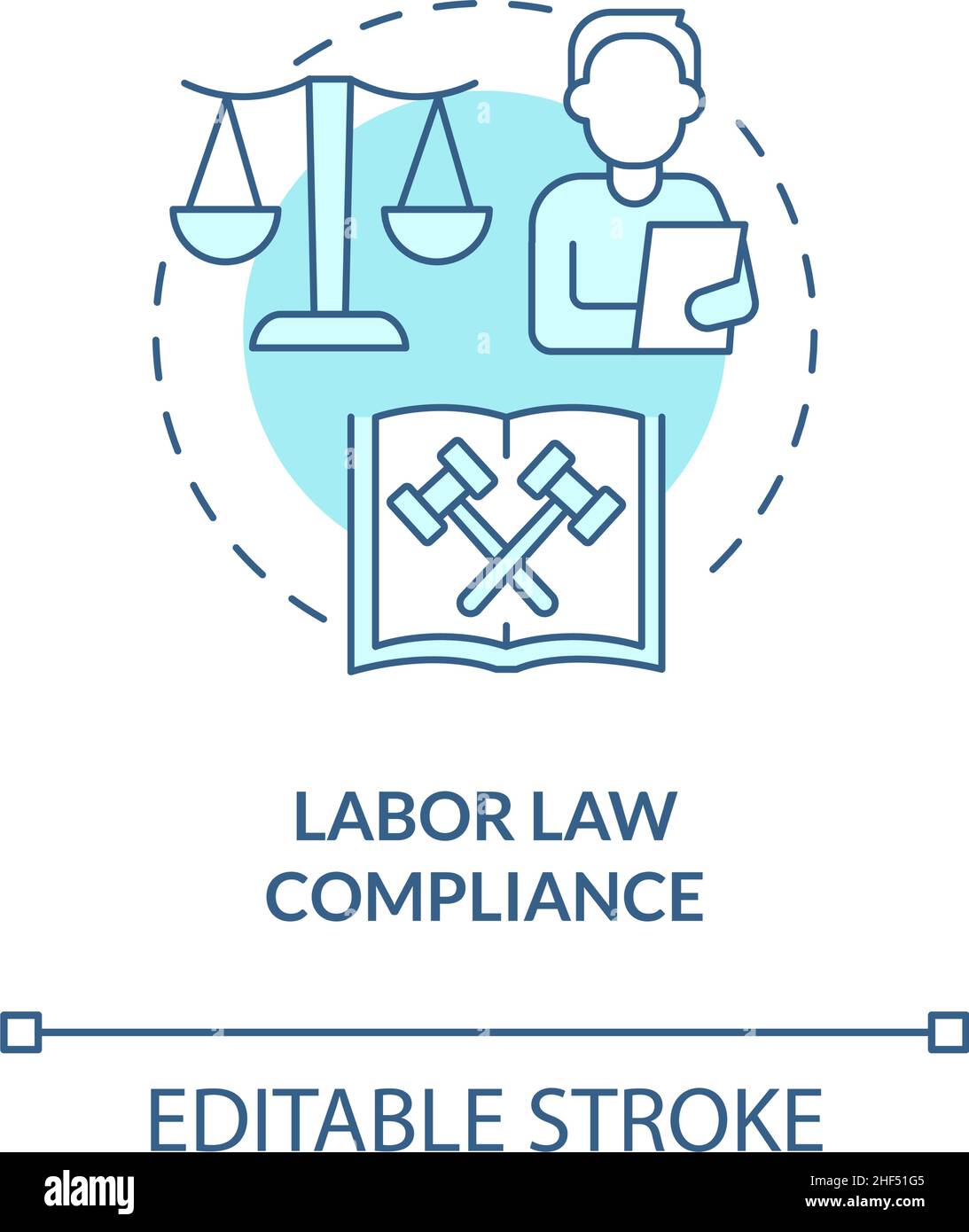 Labor law compliance turquoise concept icon Stock Vector Image & Art ...