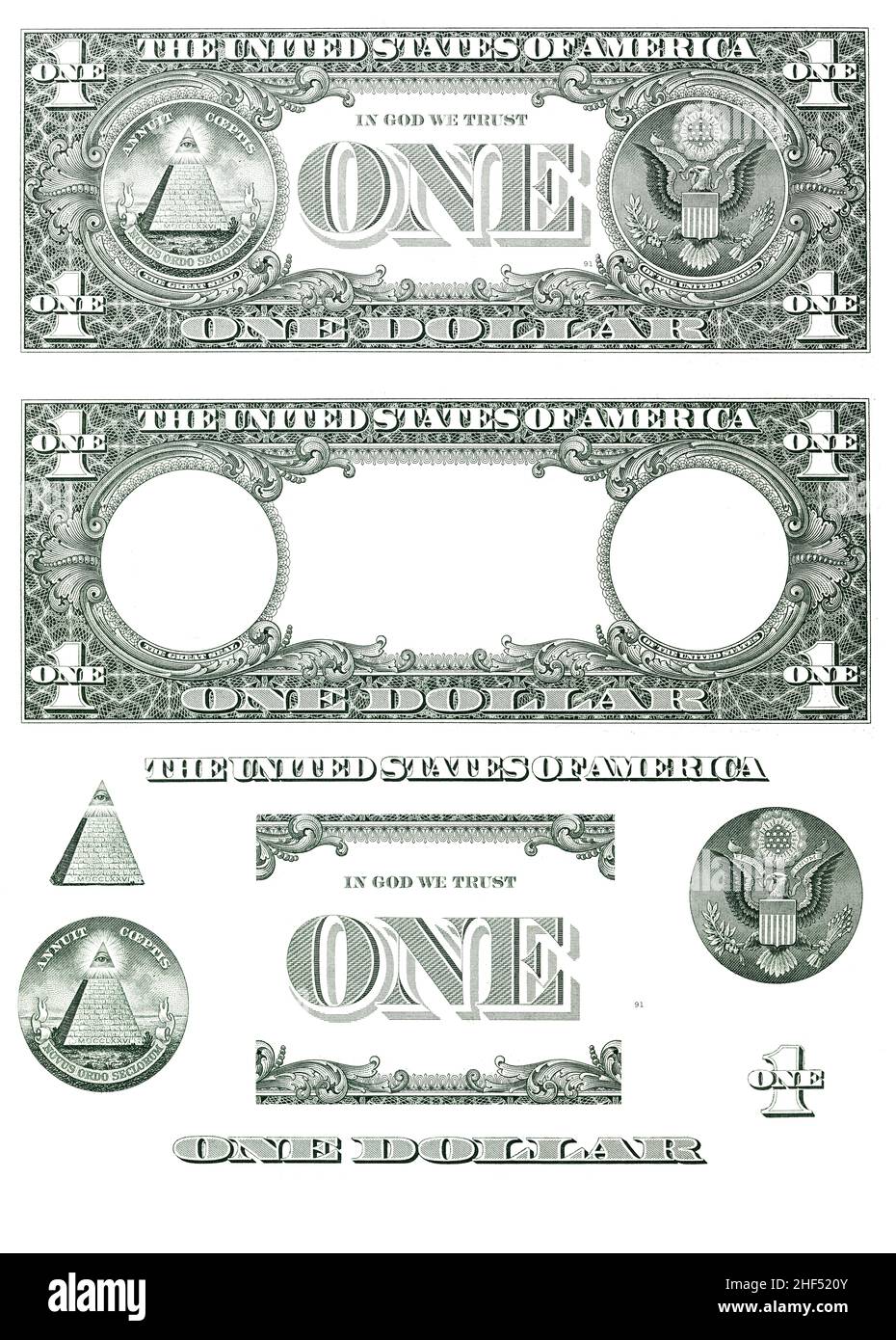textured 1 US dollar banknote. Elements for design purpose Stock Photo ...