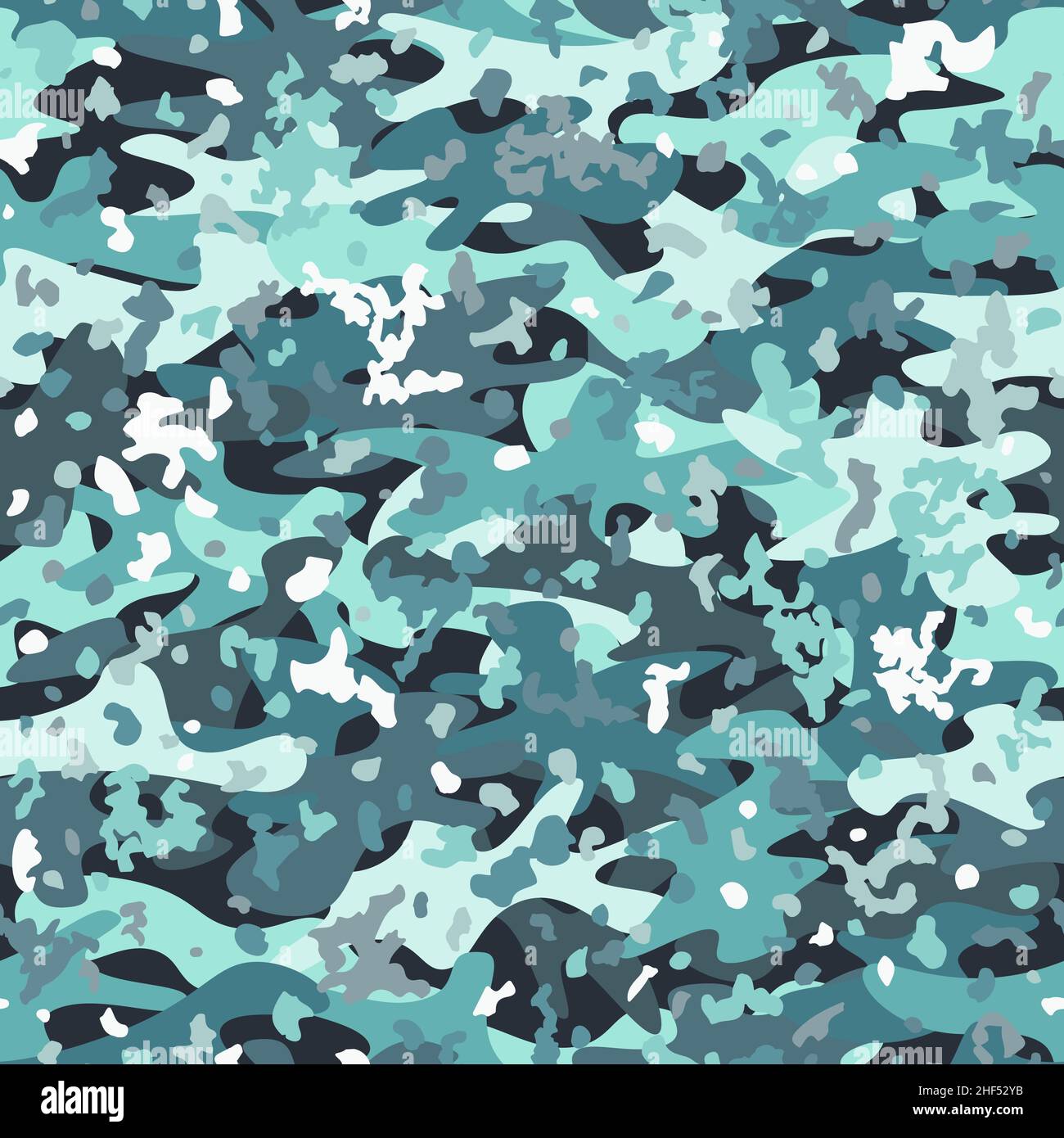 Camouflage seamless pattern. Abstract teal blue modern vector military ...