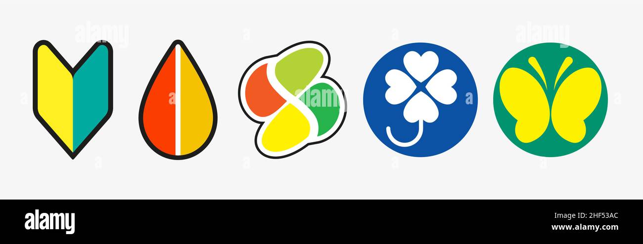 Set of stickers for drivers. Various Japanese mark Stock Vector Image ...
