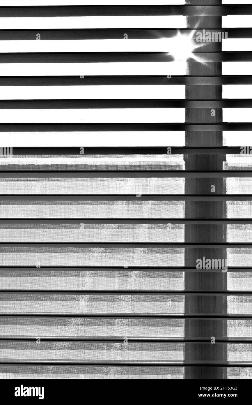 shutter blind of a window in sunshine gives harmonic shadow Stock Photo ...