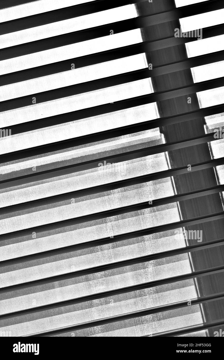 shutter blind of a window in sunshine gives harmonic shadow Stock Photo ...
