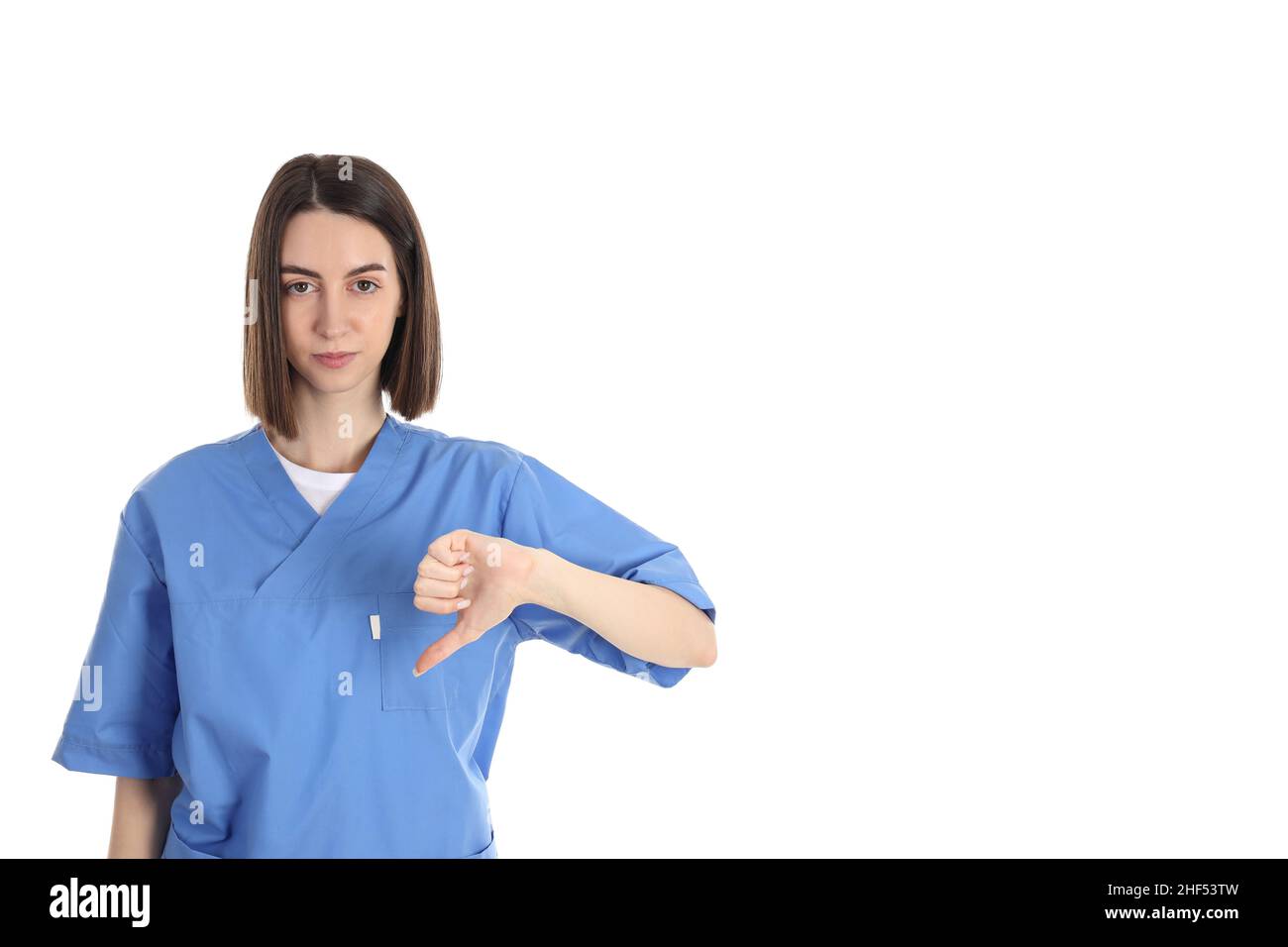 Female trainee nurse isolated on white background Stock Photo - Alamy