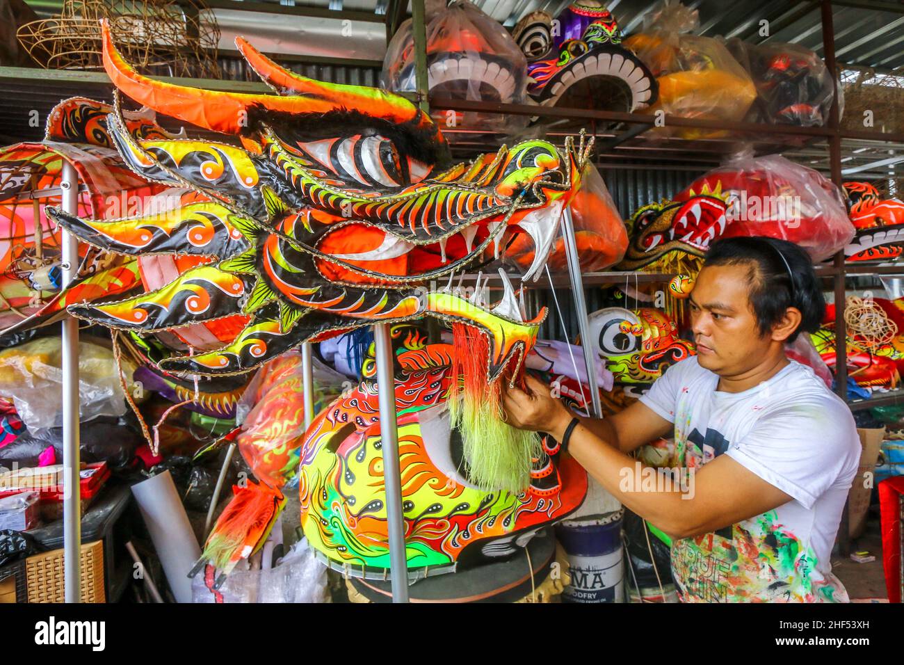 A craftsmen maker of lion (Barongsai) and dragon (Liong) dance costumes ...