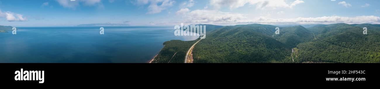 Summertime imagery of Lake Baikal in morning is a rift lake located in ...