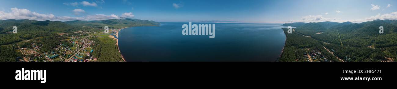 Summertime imagery of Lake Baikal in morning is a rift lake located in ...