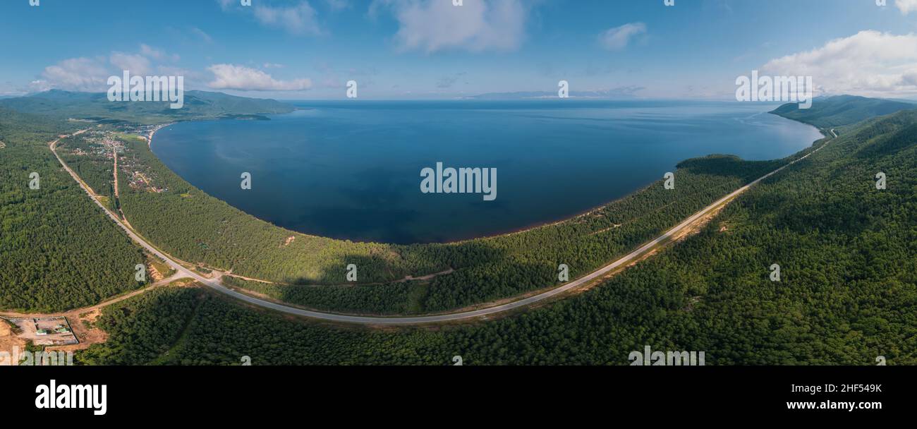 Summertime imagery of Lake Baikal in morning is a rift lake located in ...