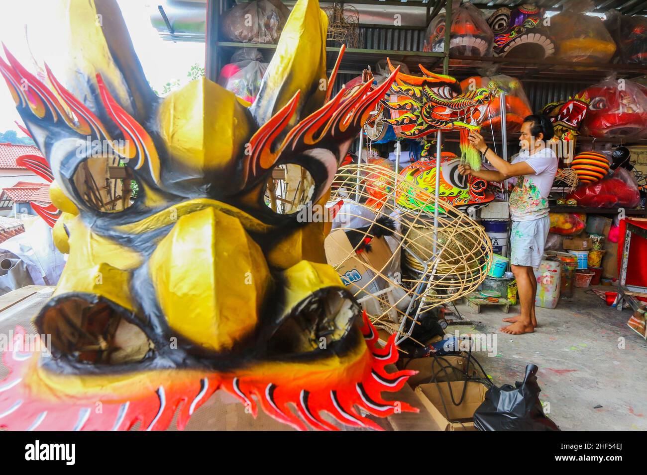 A craftsmen maker of lion (Barongsai) and dragon (Liong) dance costumes ...