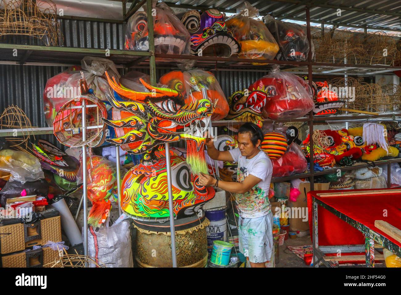 A craftsmen maker of lion (Barongsai) and dragon (Liong) dance costumes ...