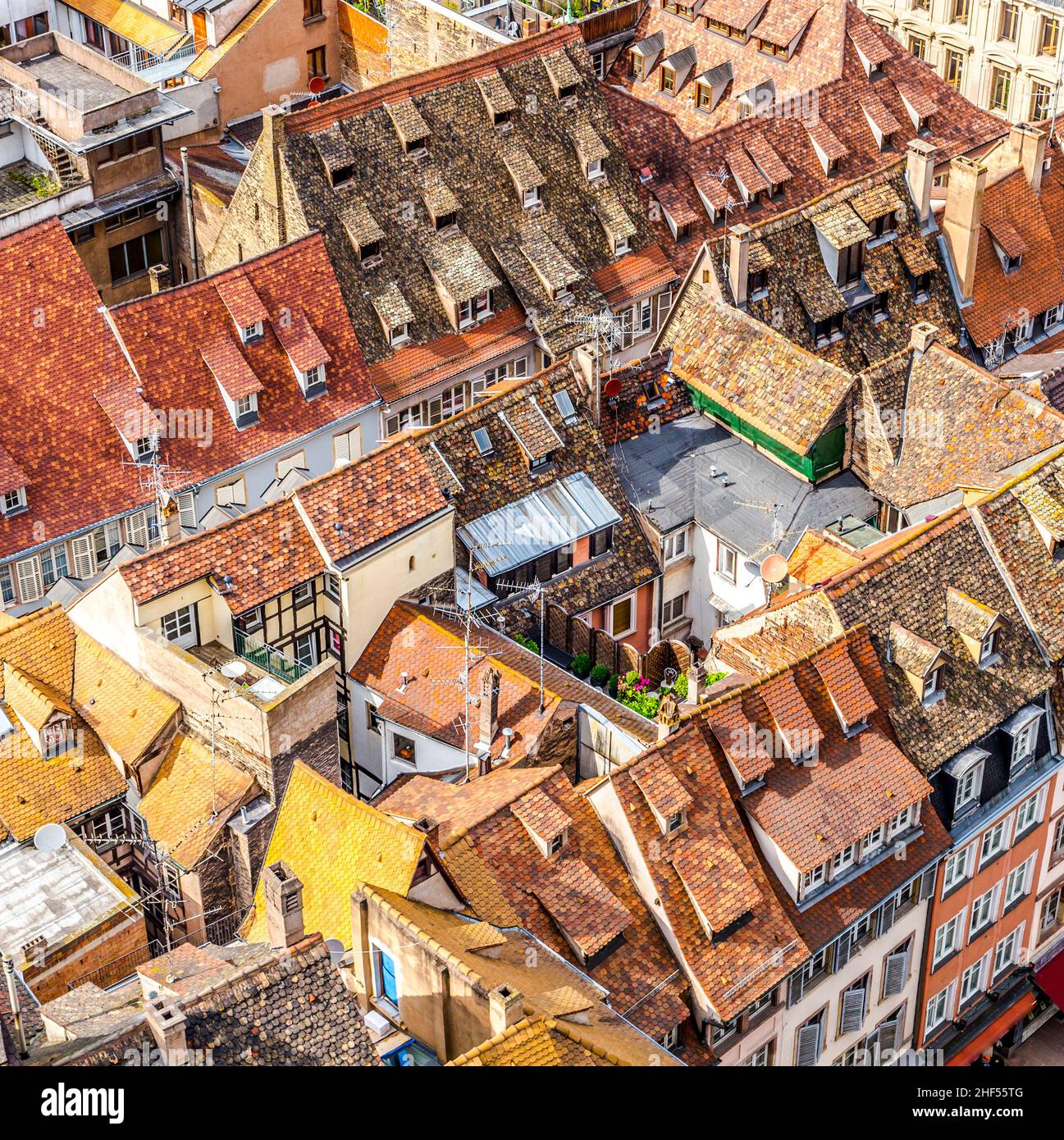 aerial view of Strasbourg to the old city with red roof tiles Stock ...