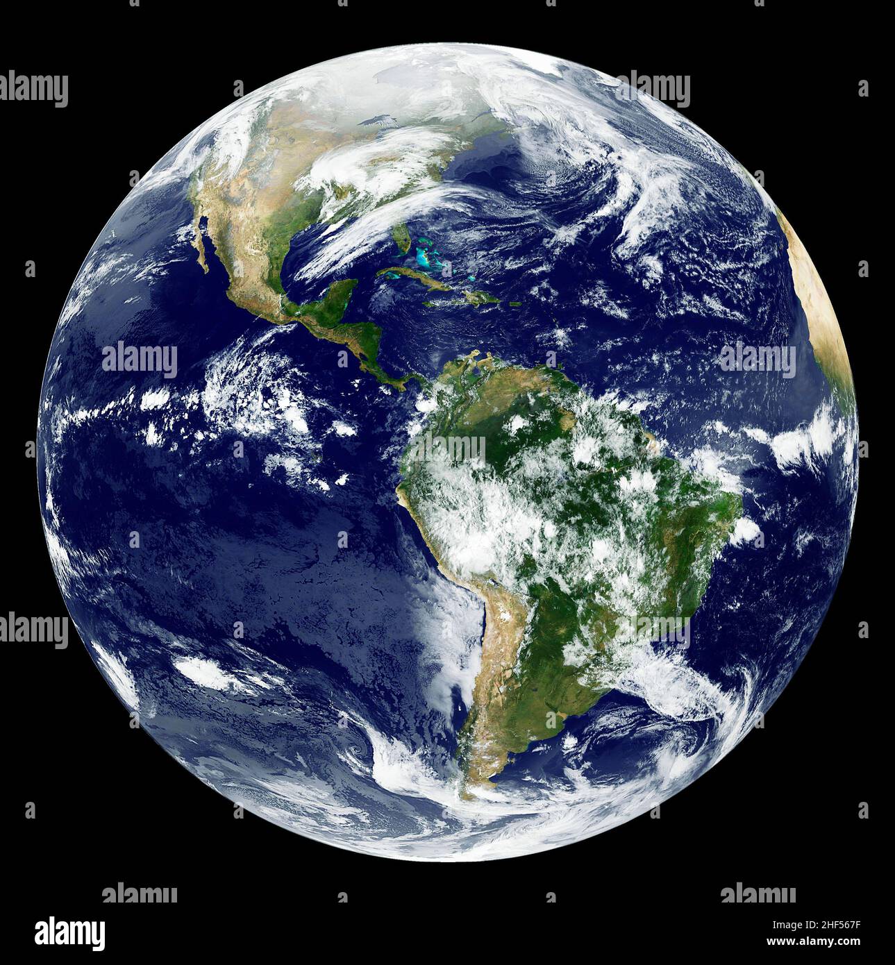 GOES 12 satellite image showing earth on March 25, 2010. NASA photo ...