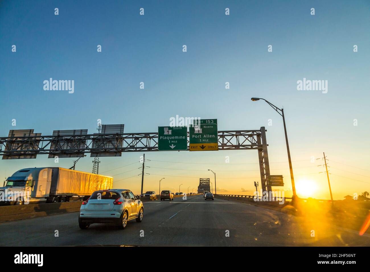 crossing the Mississippi in sunset at Baton Rouge Stock Photo - Alamy