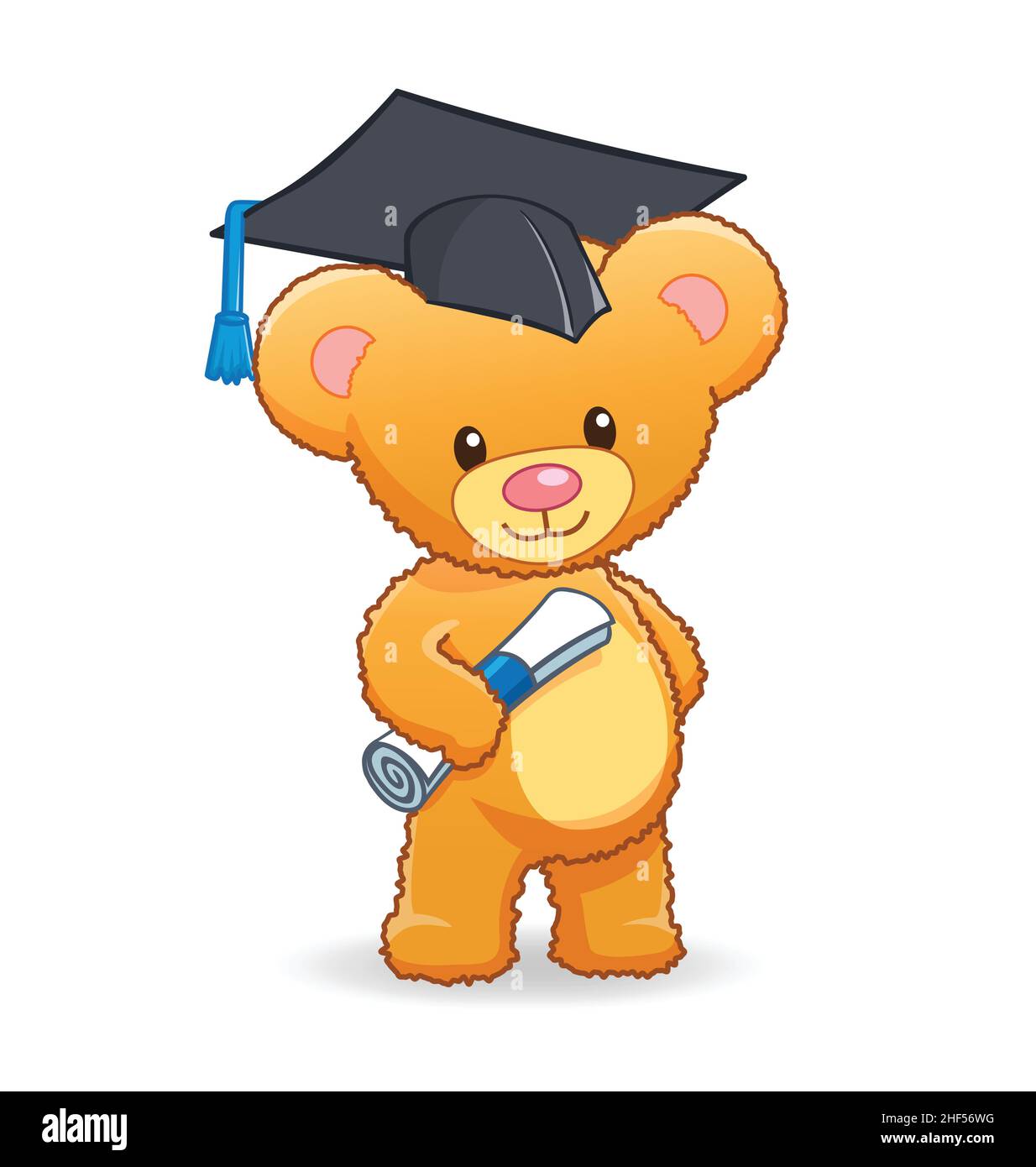 graduating cute cuddly teddy bear with mortarboard hat and degree ...