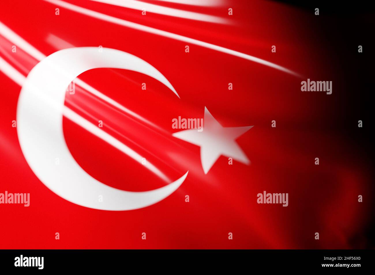 3D illustration of Turkey national developing flag. Country symbol ...