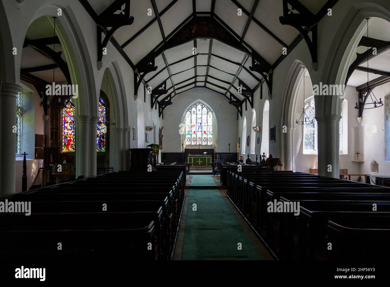 Church of Saint Nicholas, Wrentham, Suffolk, England, UK view from nave ...