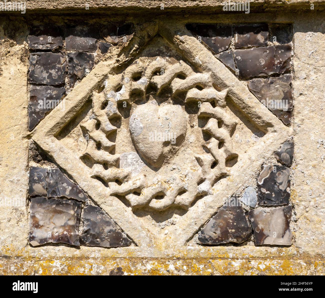 Stonework detail on external wall. Church of Saint Nicholas, Wrentham ...