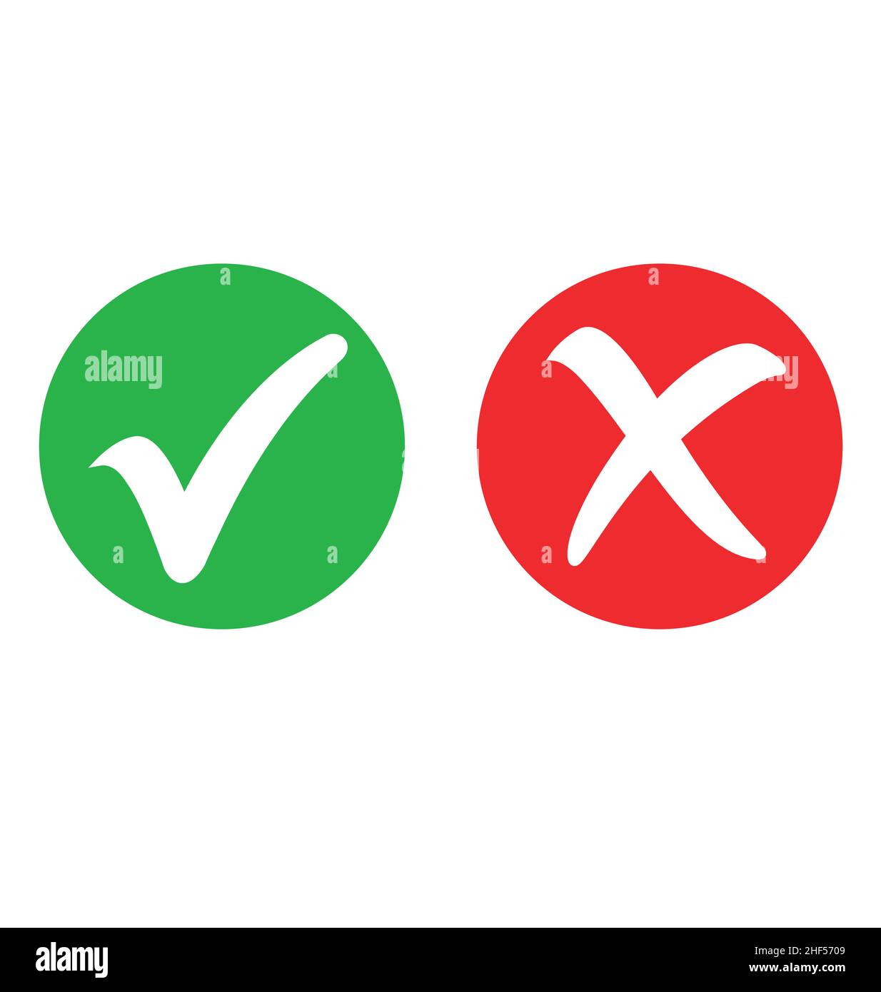 stylish green tick check mark and red cross mark in round boxes circles ...