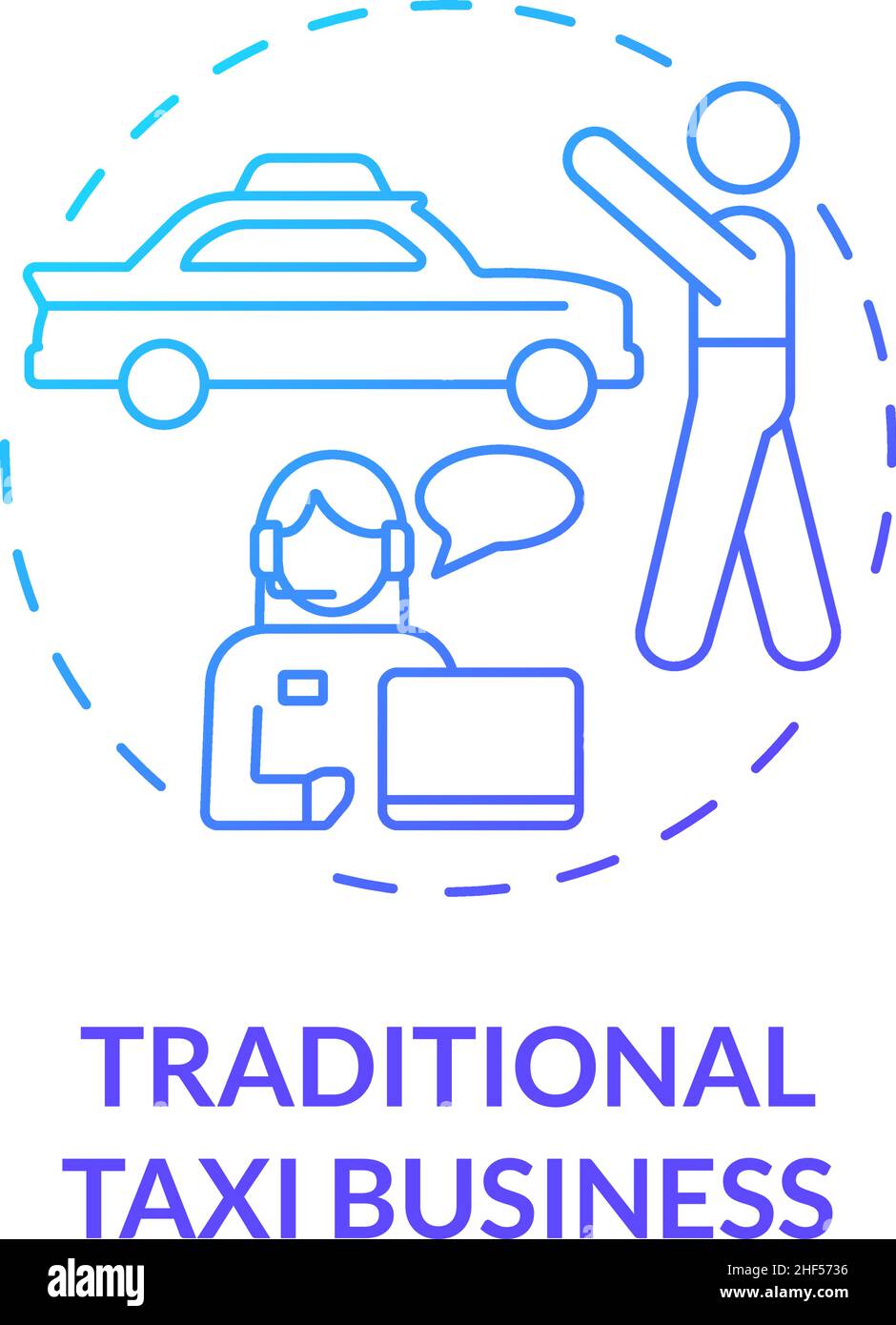 Traditional taxi business blue gradient concept icon Stock Vector Image ...