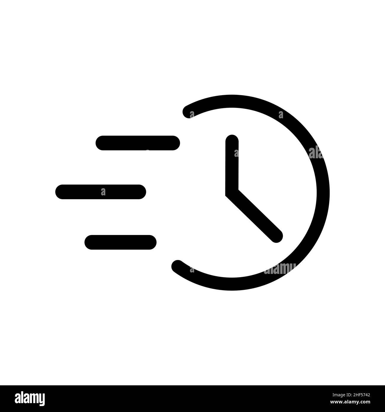 Fast time icon in black. Quick time concept. Clock symbol in flat style isolated on white ...