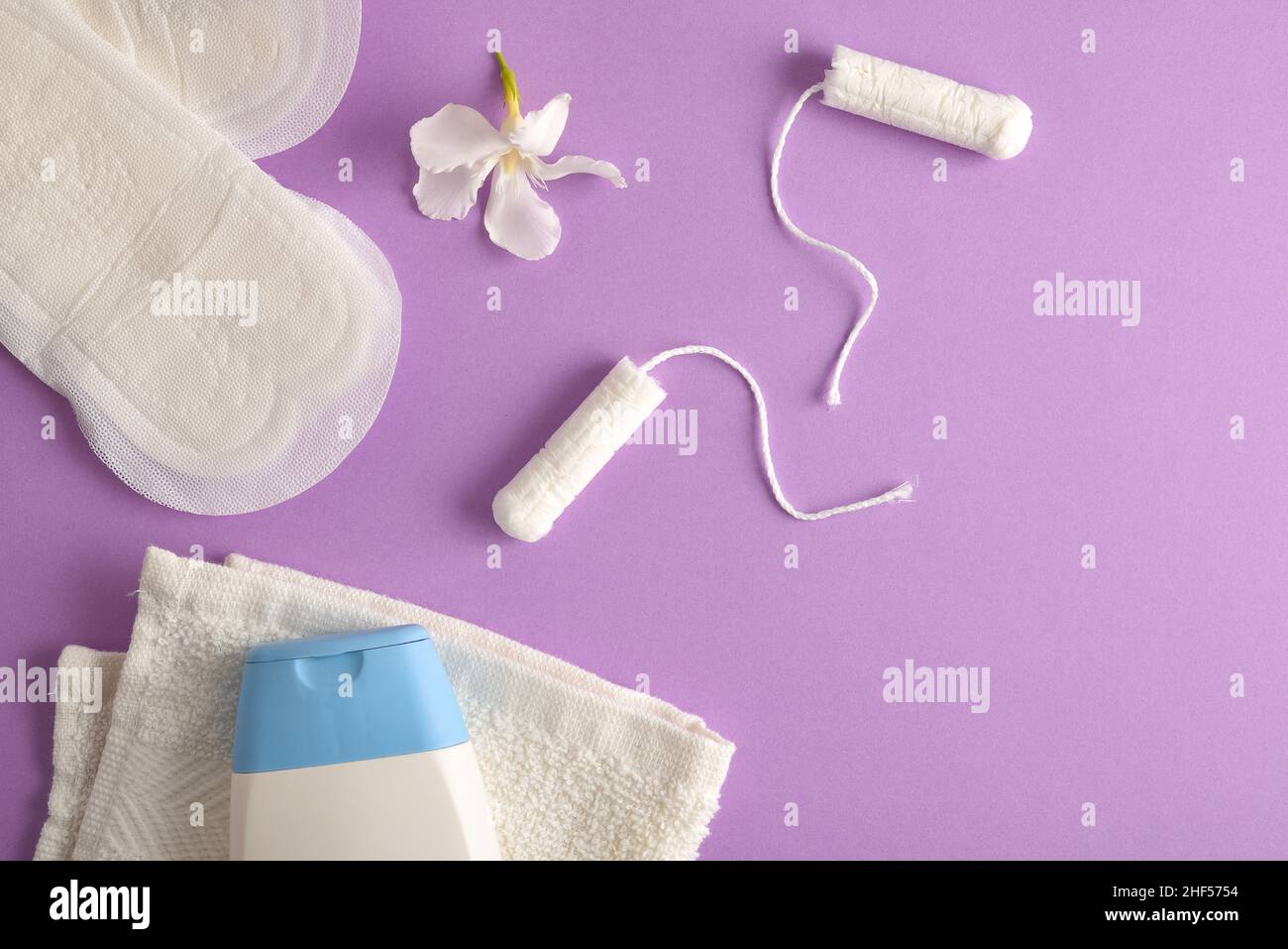 Various menstrual hygiene products, and intimate hygiene care ...