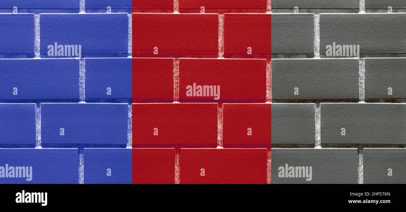 Artistic Triple Colored Brick Wall for Abstract Background Stock Photo ...