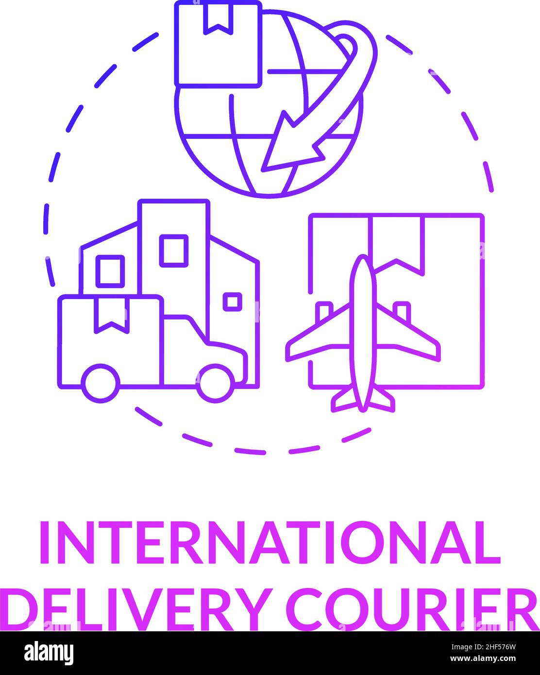 International delivery courier purple gradient concept icon Stock ...