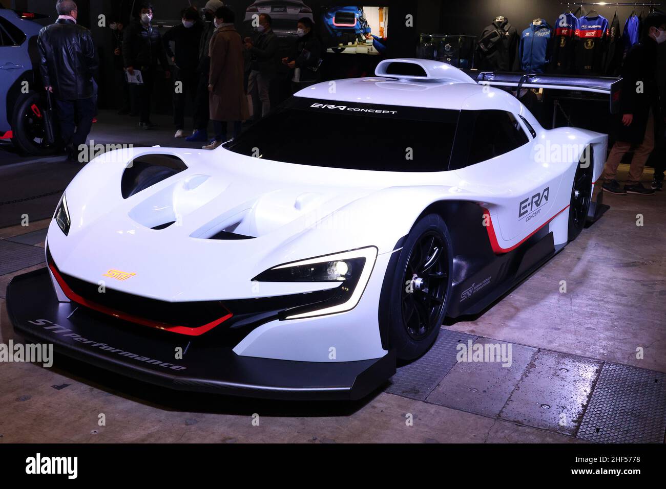 Chiba, Japan. 14th Jan, 2022. Japan's automaker Subaru displays a prototype electgric vehicle ...