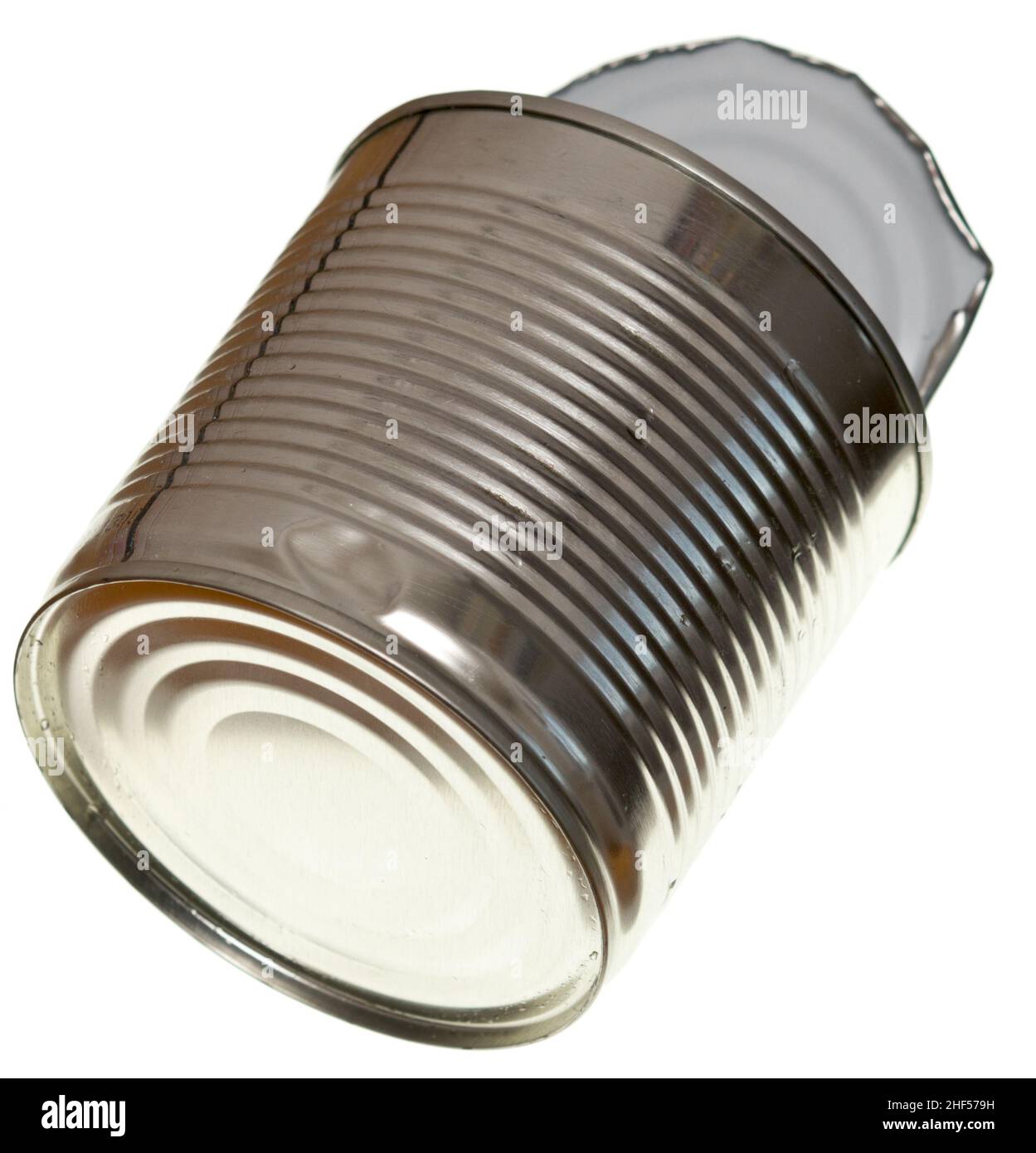 Open tin can isolated on white background Stock Photo - Alamy