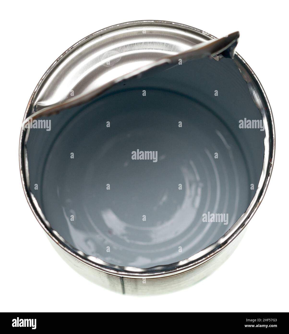 Top view of open tin can isolated on white background Stock Photo - Alamy