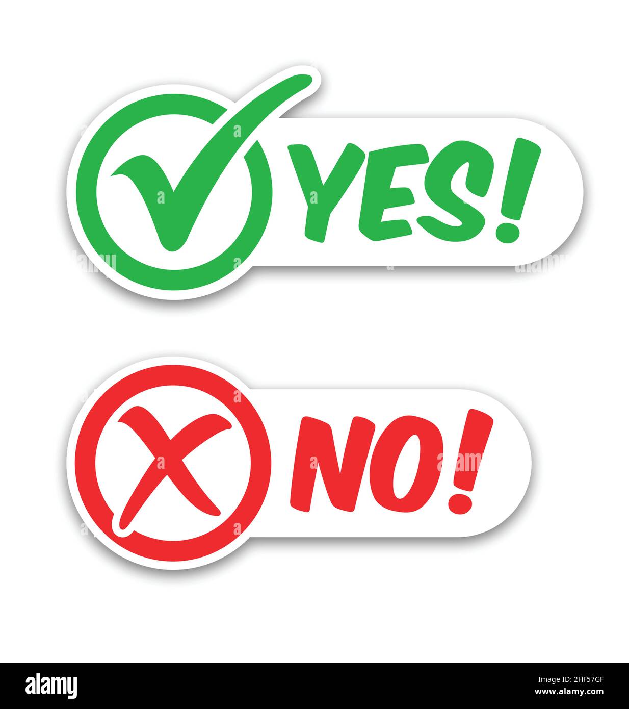 stylish green tick check yes mark and red cross no mark labels stickers ...