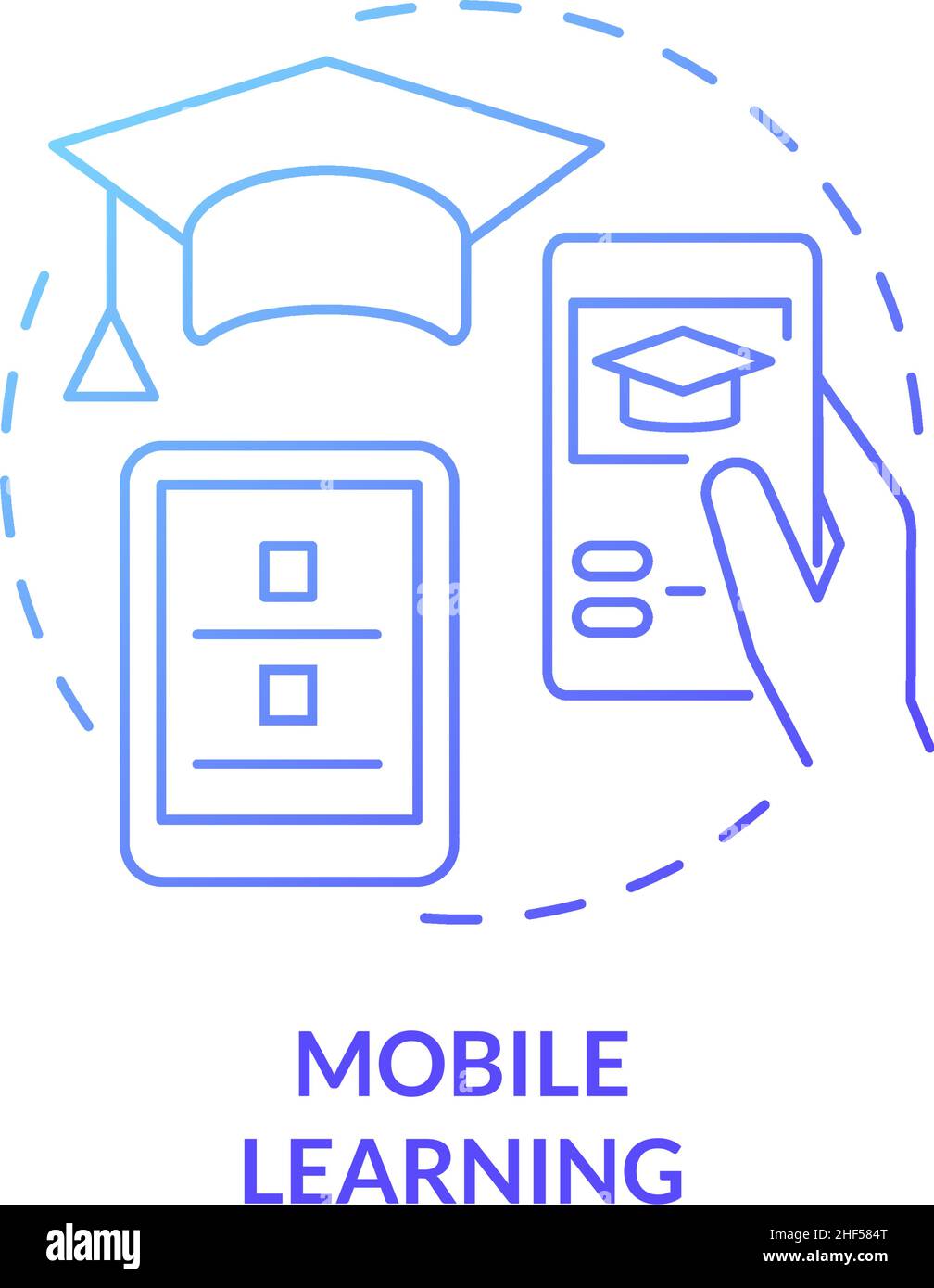 Mobile learning blue gradient concept icon Stock Vector Image & Art - Alamy
