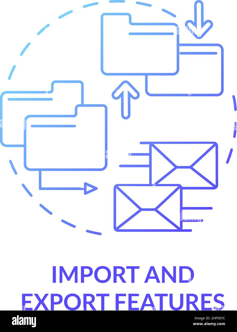 Import and export features blue gradient concept icon Stock Vector ...