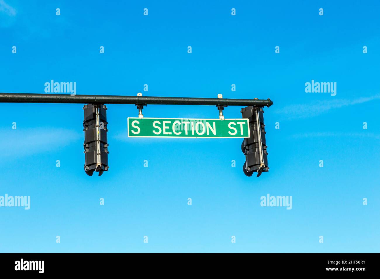 traffic lights in mobile with street name Stock Photo - Alamy