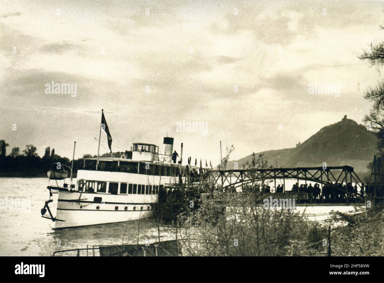 WWII WW2 german soldiers in Dusseldorf Germany, 1939 - boat on Rhine ...
