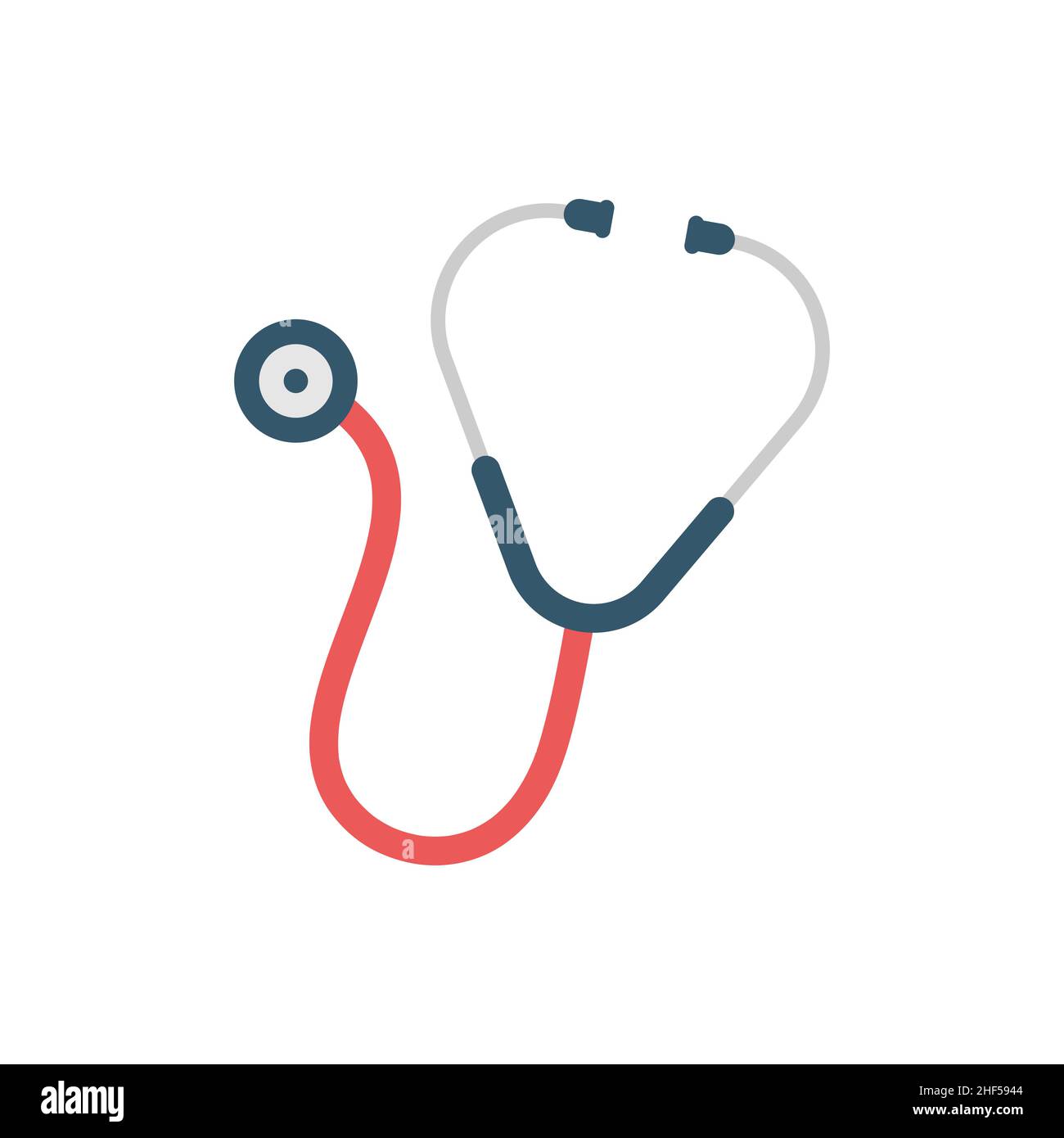 Stethoscope icon in flat style. Heart diagnostic vector illustration on ...