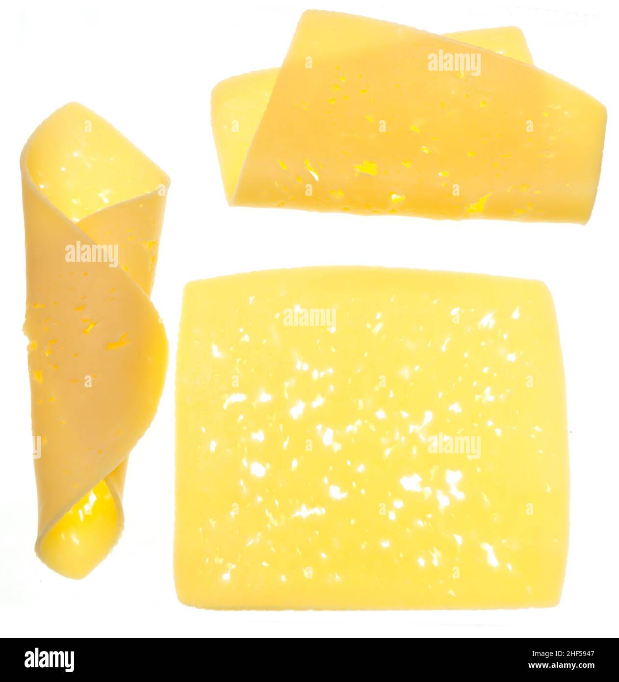 Cheese slices isolated on white background Stock Photo - Alamy