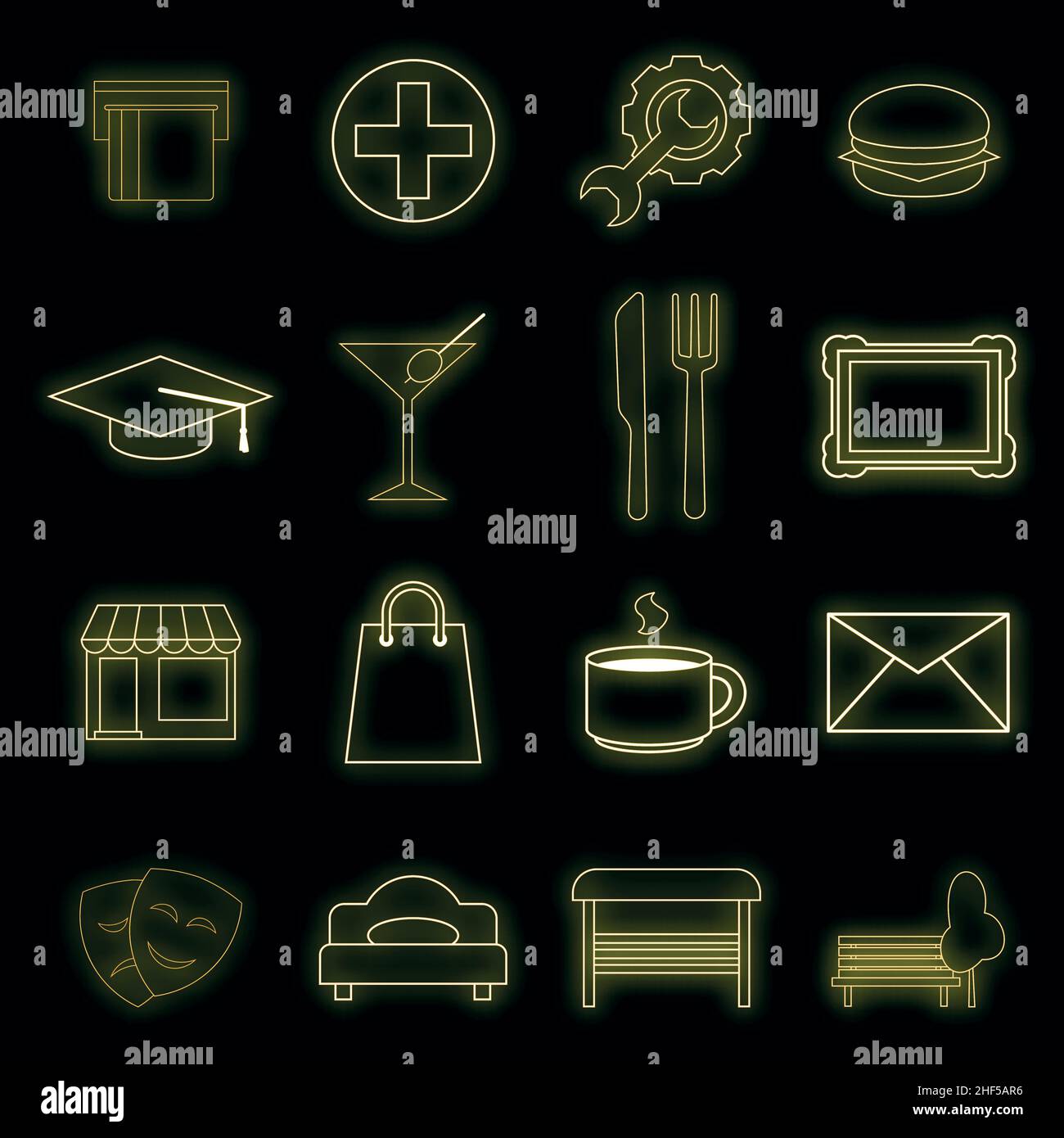 Map landmarks objects icons set. Illustration of 16 map landmarks ...