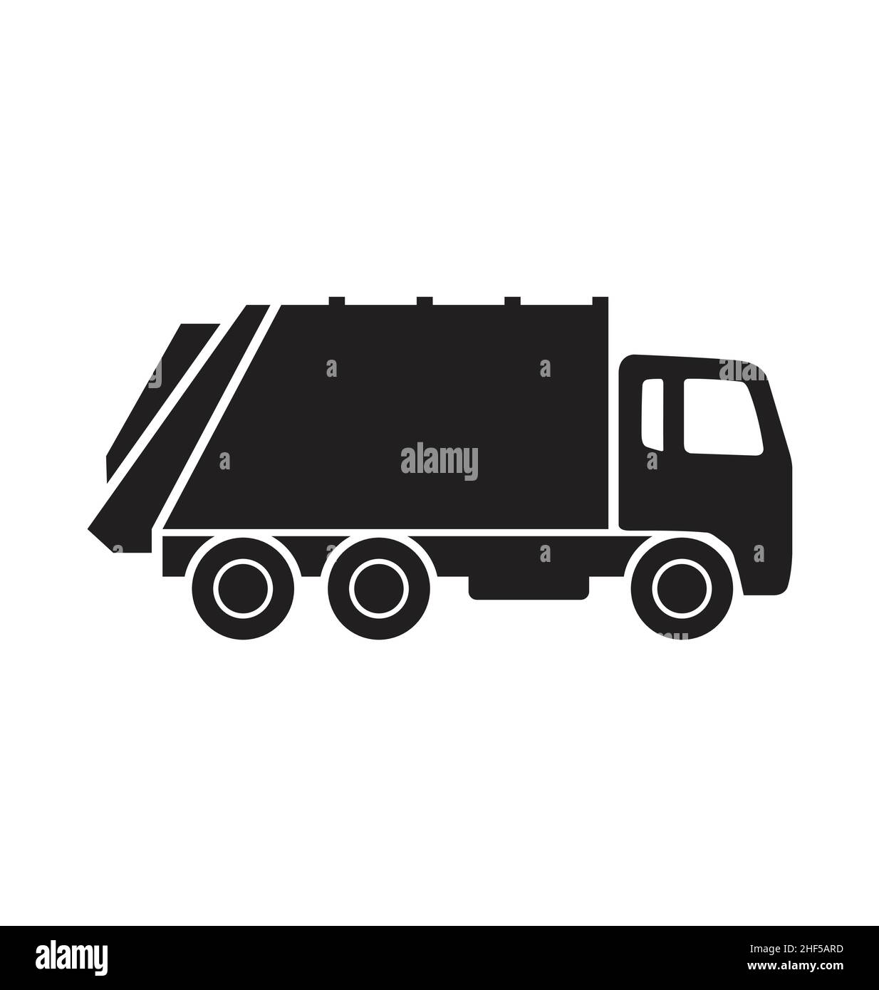 simple garbage rubbish dump truck black silhouette side view icon ...