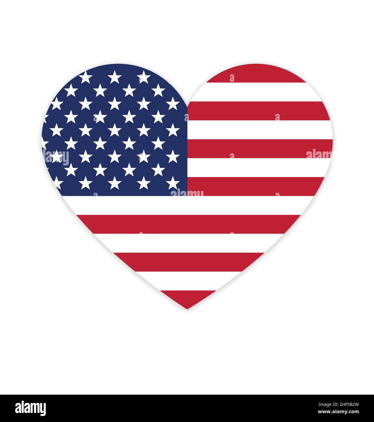 american usa flag in love heart shape icon vector isolated on white ...