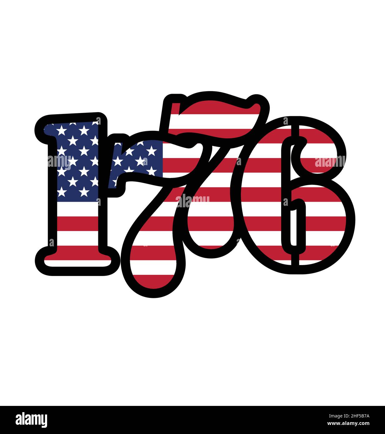 patriotic flying USA united states of America flag in 1776 year number ...