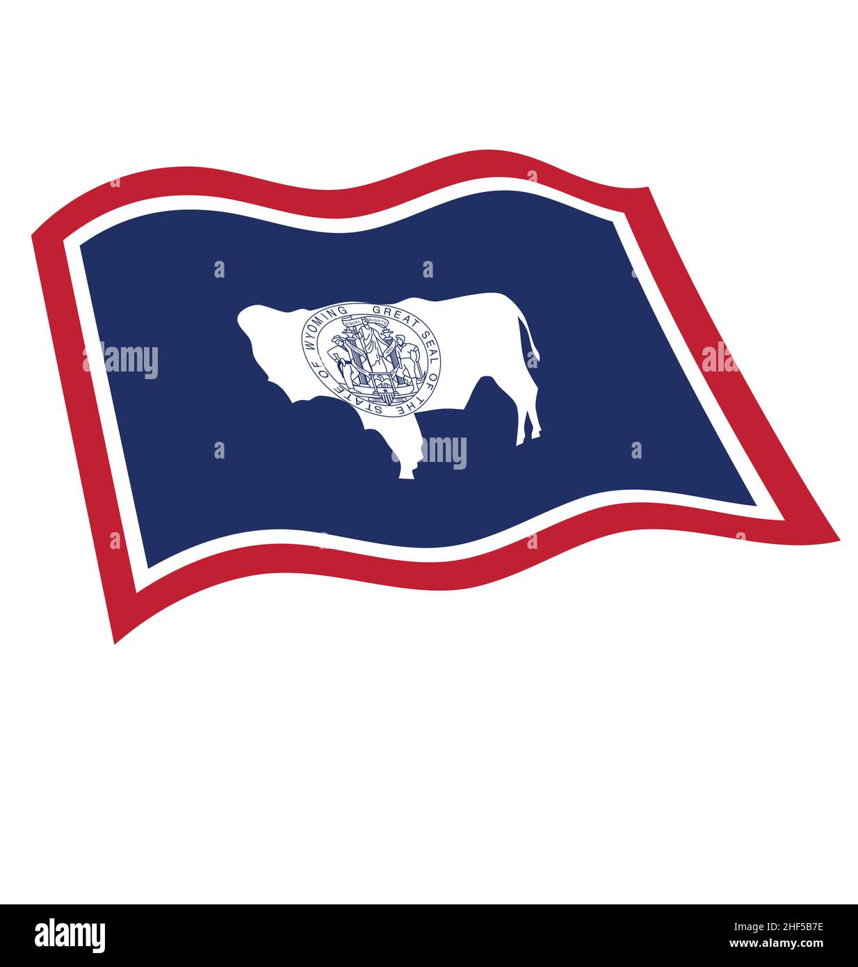 wyoming wy state flag flying waving flat colors vector isolated on ...