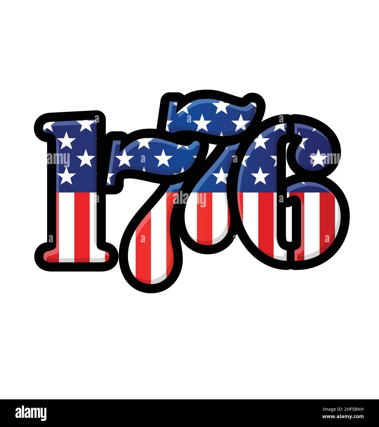 patriotic flying USA united states of America flag in 1776 year number ...